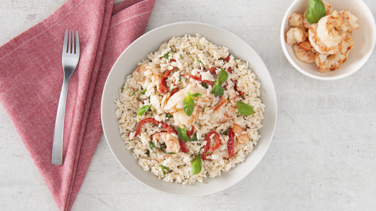 Shrimp, Basil, Roasted Red Pepper Rice | Success® Rice
